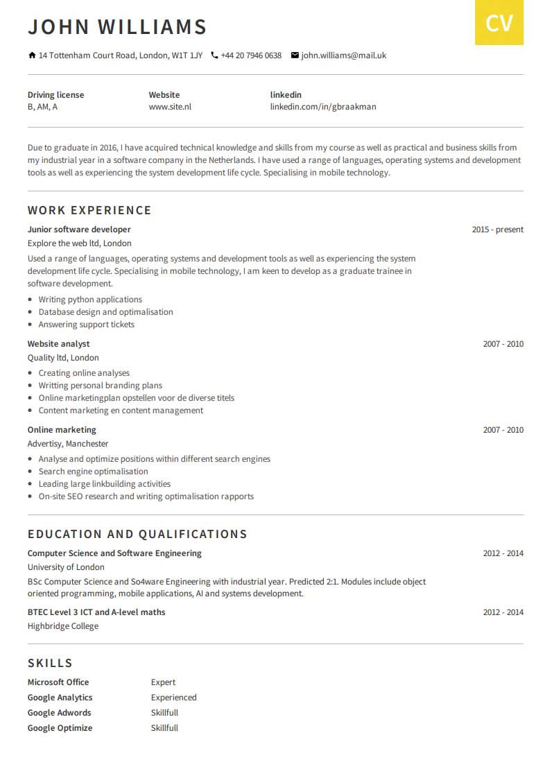 Você quer criar um CV profissional? É rápido e fácil com o nosso útil ...